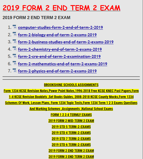 2019 FORM 2 END TERM 2 EXAM » KCSE REVISION 2019 FORM 2 END TERM 2 EXAM » KCSE REVISION