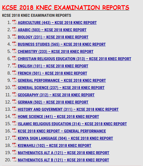 KCSE 2018 KNEC EXAMINATION REPORTS » KCSE REVISION KCSE 2018 KNEC EXAMINATION REPORTS » KCSE REVISION